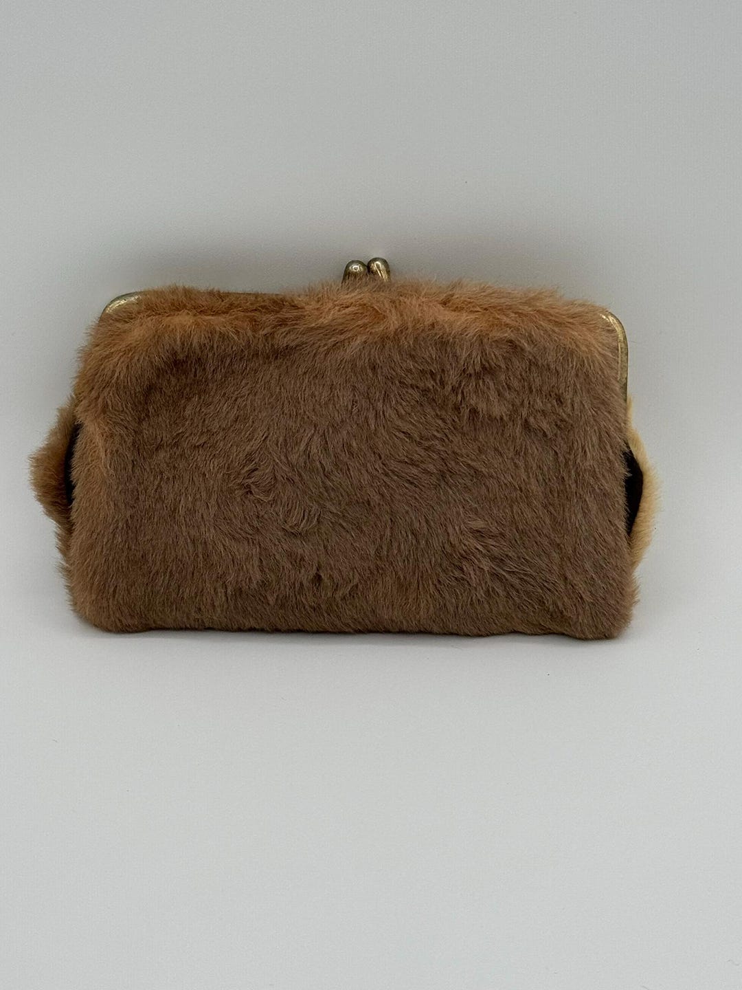 Vintage Kangaroo Fur Wallet With Metal Clasp - Unique Soft Brown Fur ...