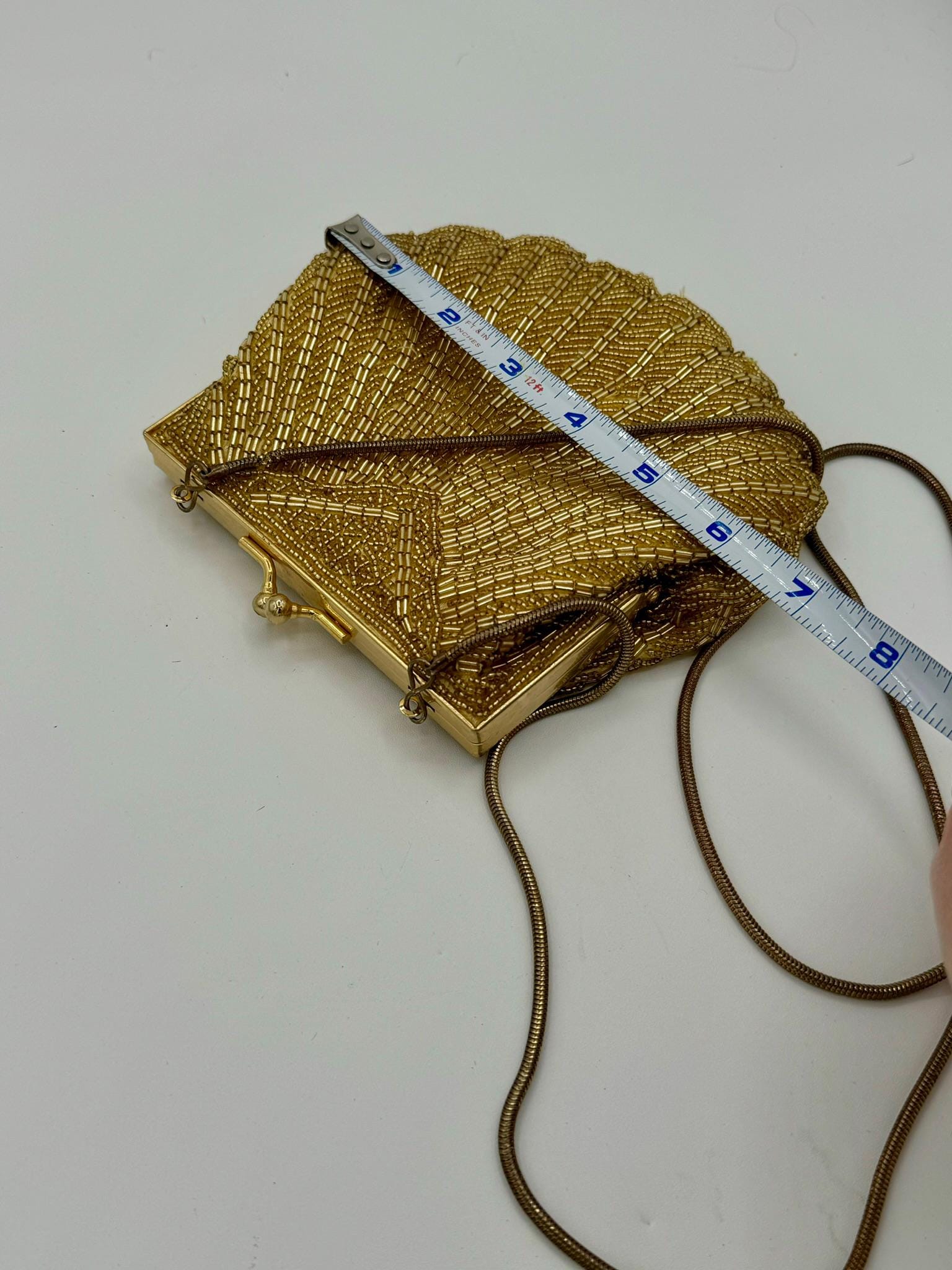 Vintage Bechamel Gold Beaded Shell Evening Bag With Snake Chain - Etsy