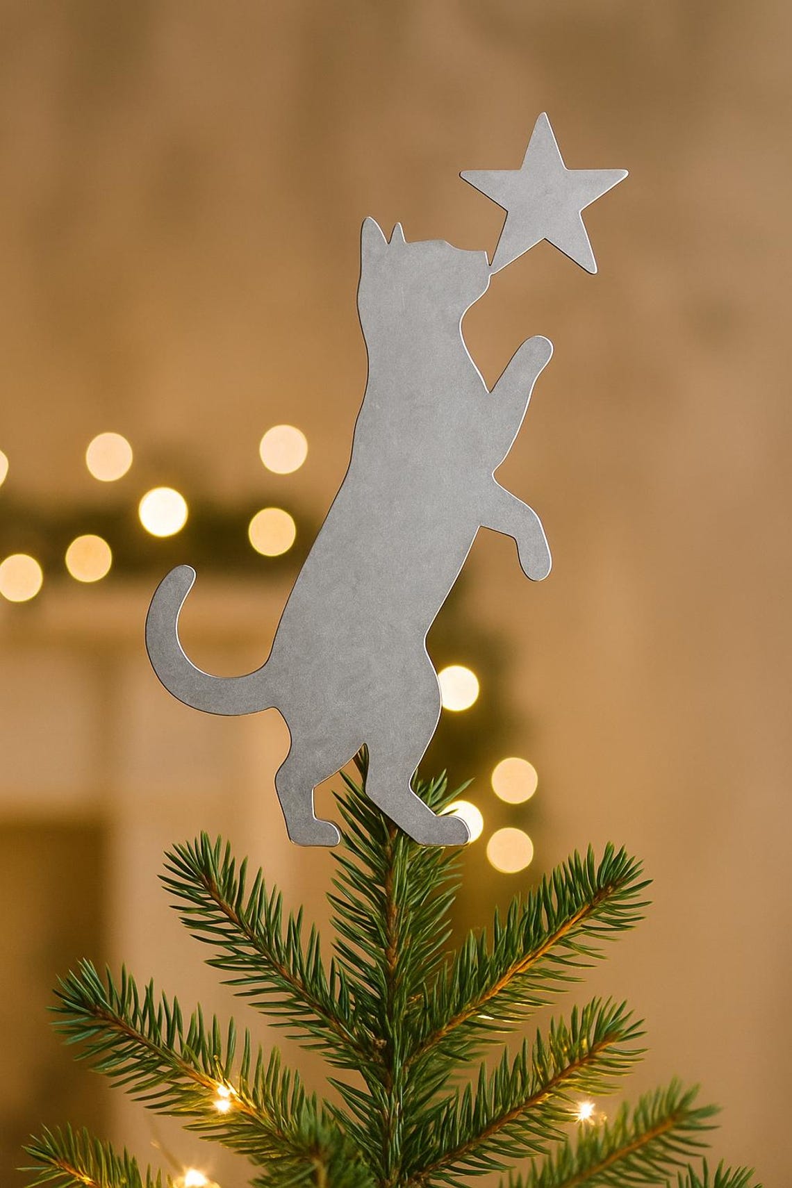 Cat Star Christmas Tree Topper, Cat Holiday Decoration, Christmas Gift ...