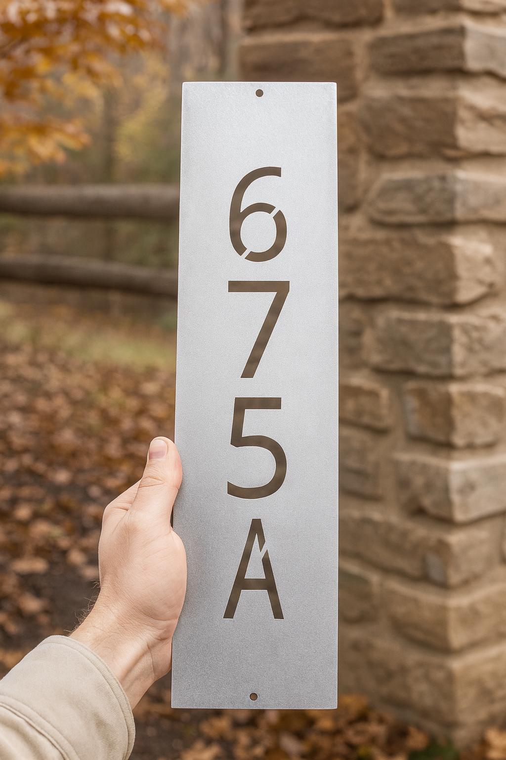Modern Vertical Metal House Number Sign – Custom Address Plaque - Etsy