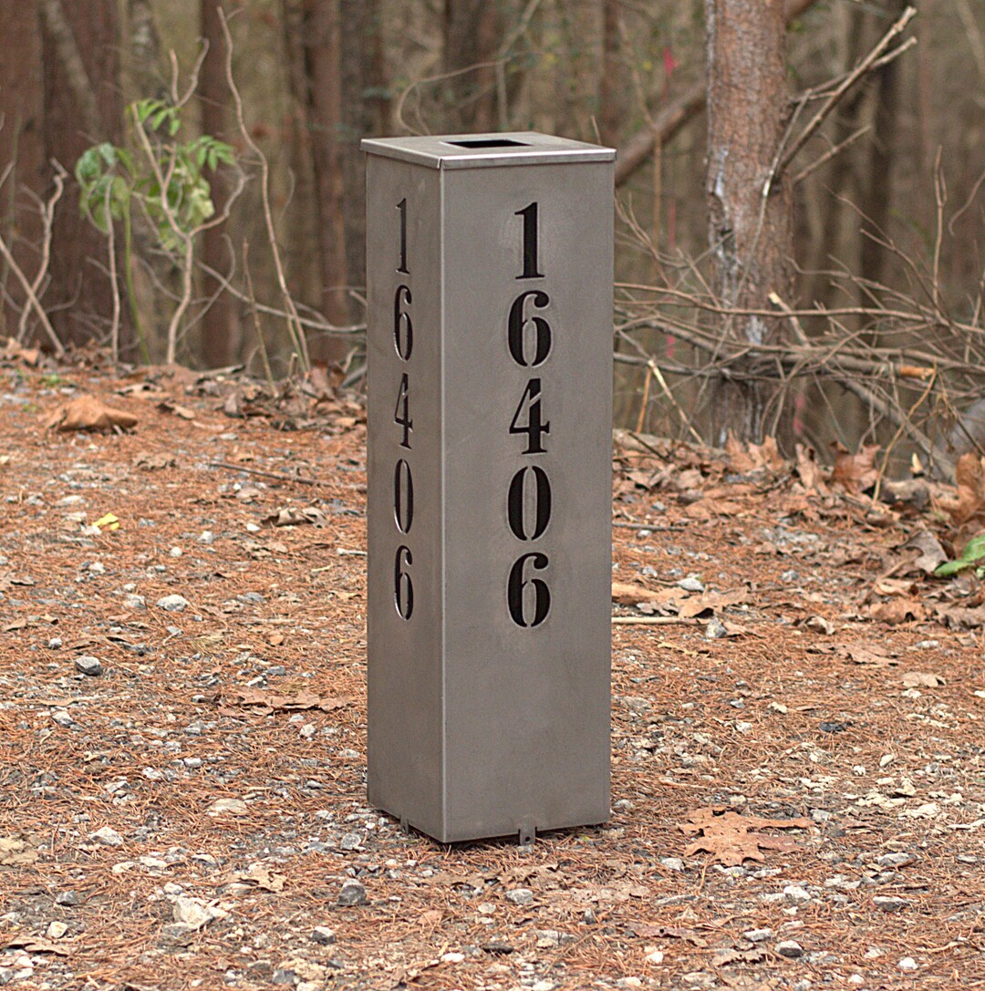 Custom Steel Address Column Sign – Family Name & Street Numbers ...