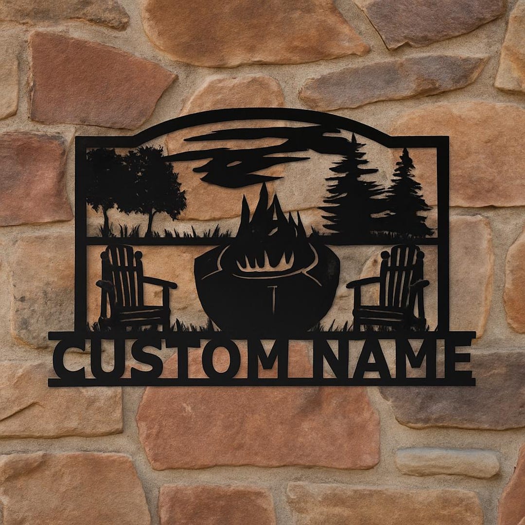 Personalized Campfire Metal Sign – Custom Family Name, Rustic Outdoor ...