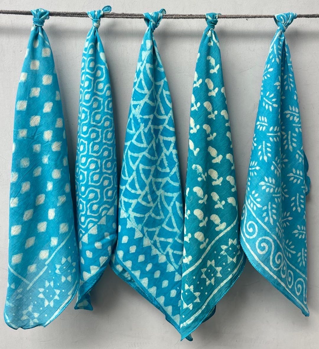 Mud Cloth Print Cotton Bandana Set: Hand Blocked Indian Kerchiefs - Etsy