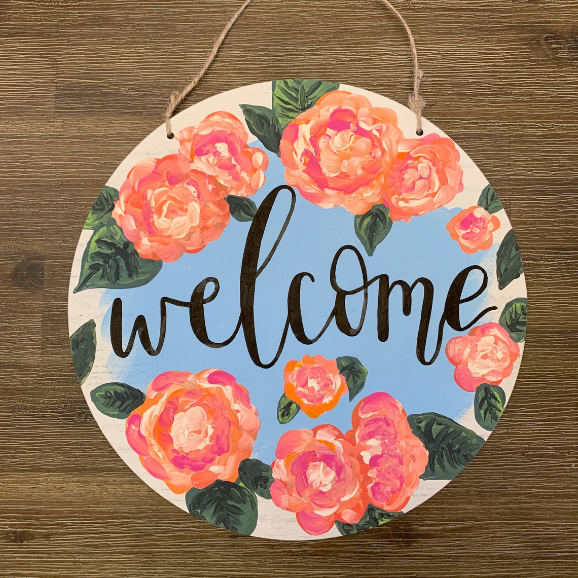 Flowers Welcome Sign - Wooden Welcome Sign - Flowers Welcome Sign ...