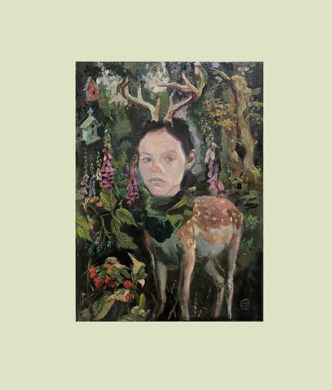 Centaur Deer Oil Portrait Original Painting Mystic Creature Symbolic ...