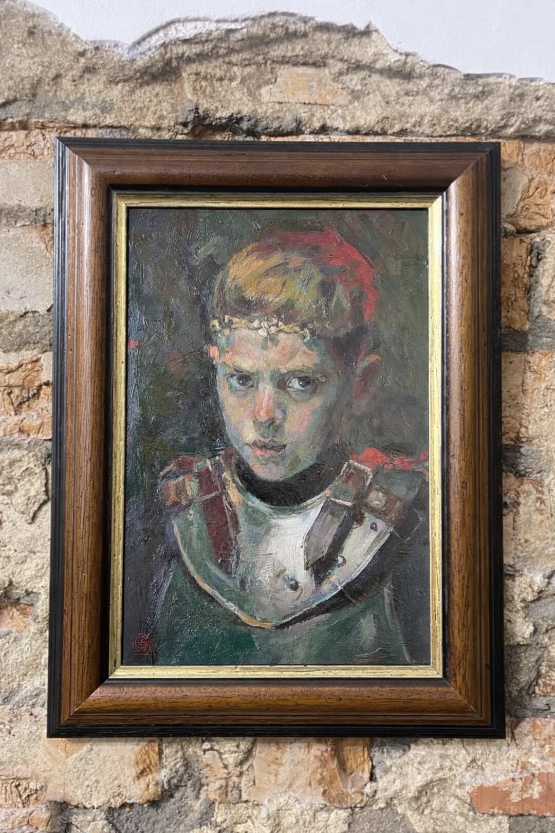 Young Perseus Oil Portrait Original Painting Antique Home Decor ...