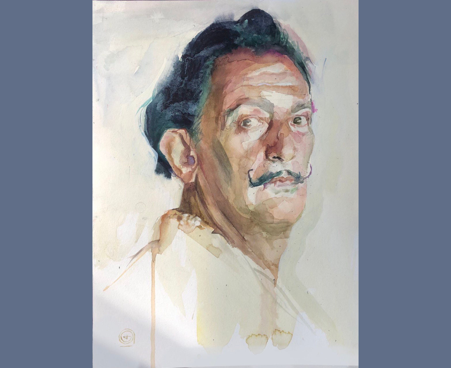 Salvador Dali Watercolor Portrait Original Painting Prominent - Etsy