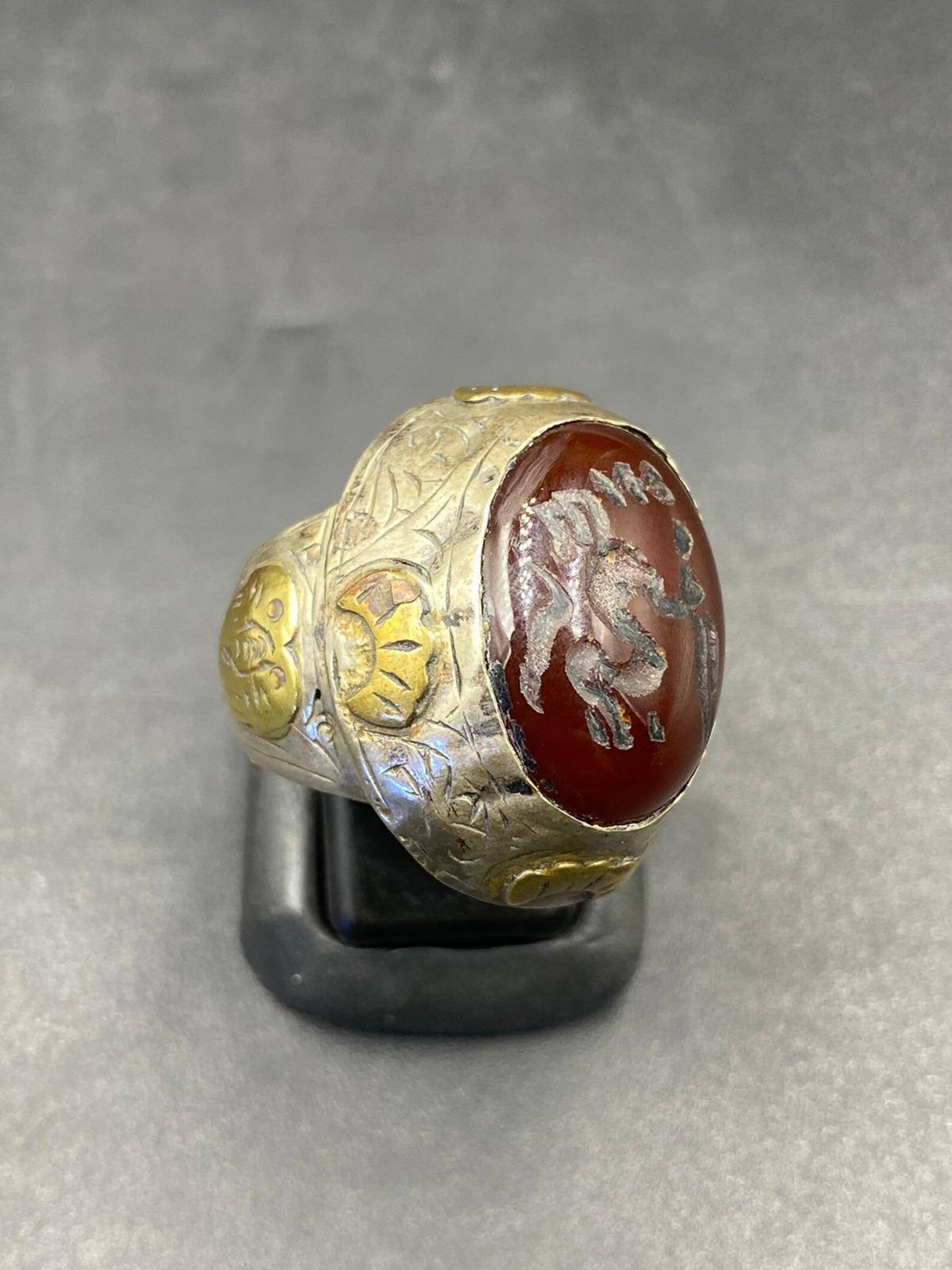 Beautifull engraved old dark agate with Sterling silver seal | Etsy