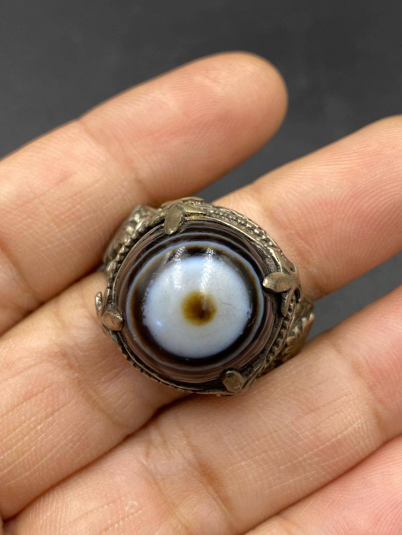A Very Nice Vintage Evil Eye White Agate Handmade Sterling - Etsy