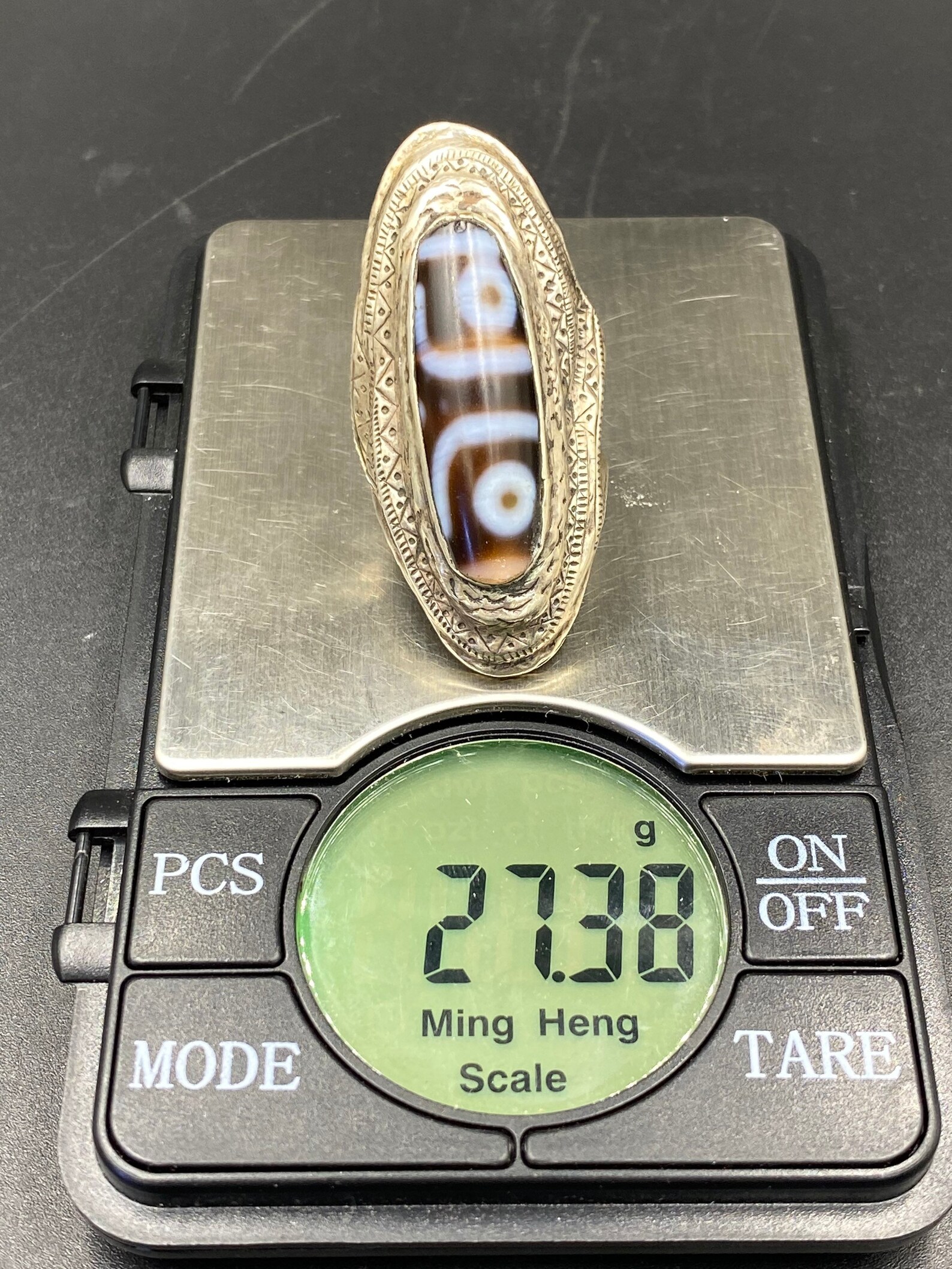 Unique Tibetan Dzi Ring Sterling Silver Natural Agate Tibetan | Etsy