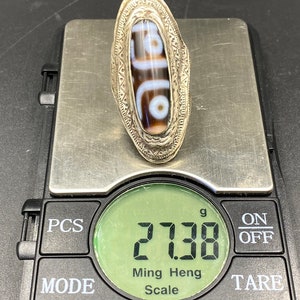 Unique Tibetan Dzi Ring Sterling Silver Natural Agate Tibetan - Etsy
