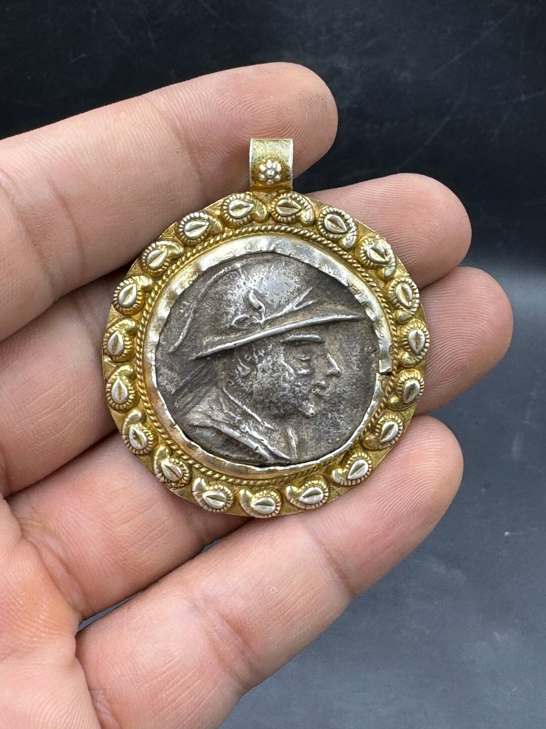 Wonderful Old Ancient Genuine Greek Bactrian Silver Coin Gold Plated ...