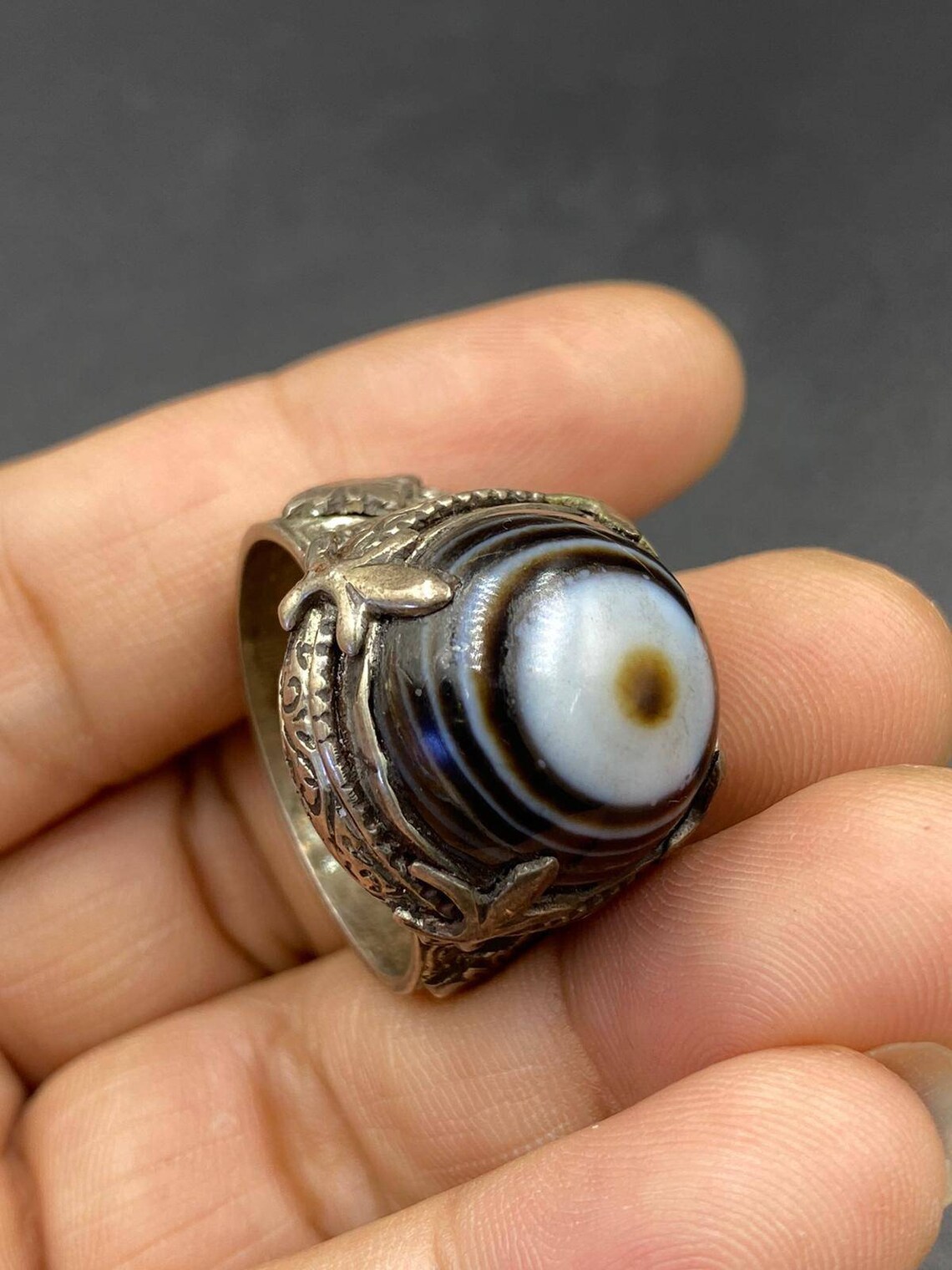 A Very Nice Vintage Evil Eye White Agate Handmade Sterling - Etsy