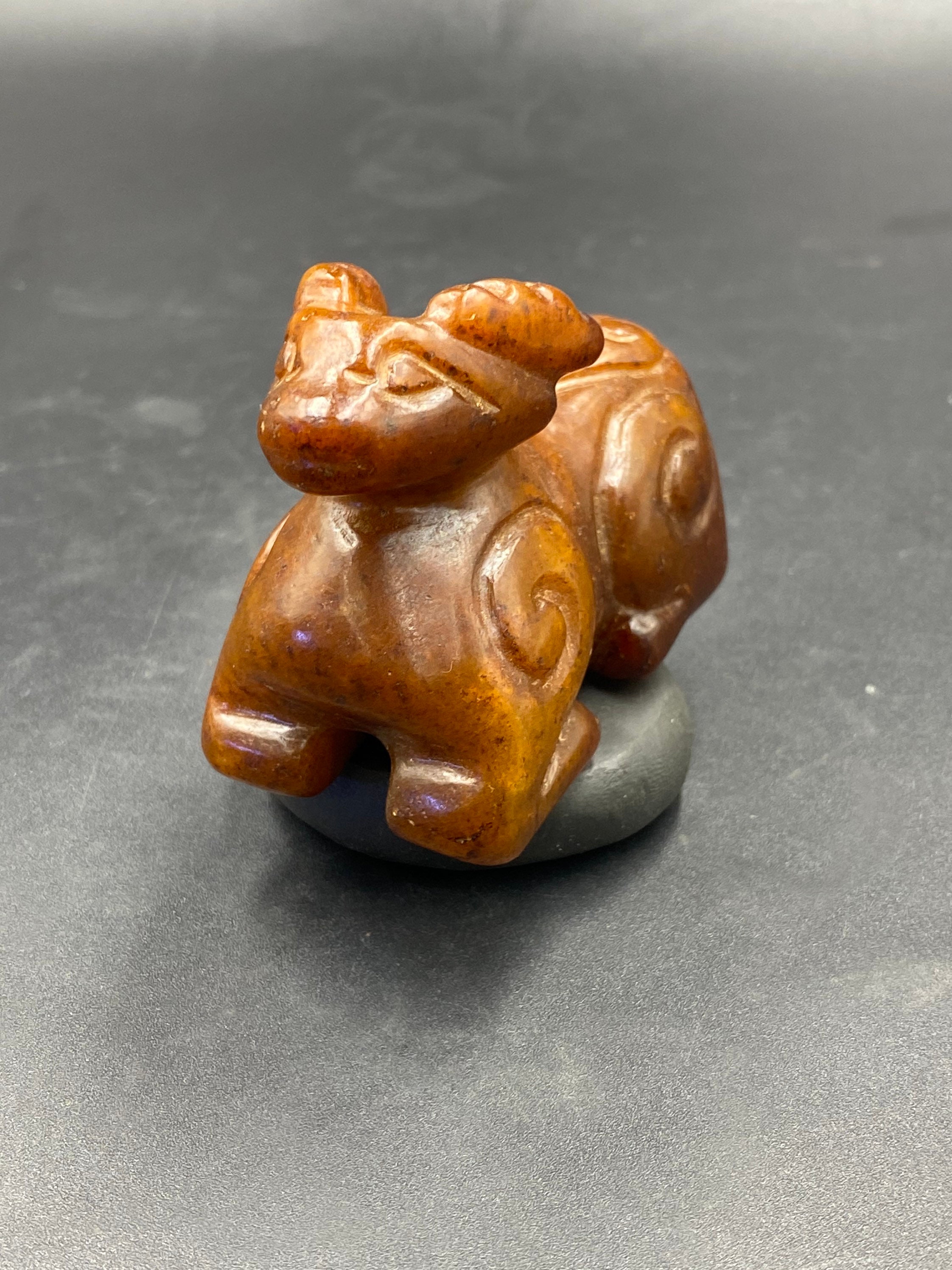 Very Unique Beautiful Vintage Natural Brown Jade Engraved - Etsy