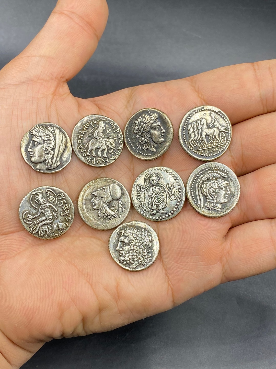 9 Piece Old Ancient Mixed Genuine Unique Silver Coins Excellence ...