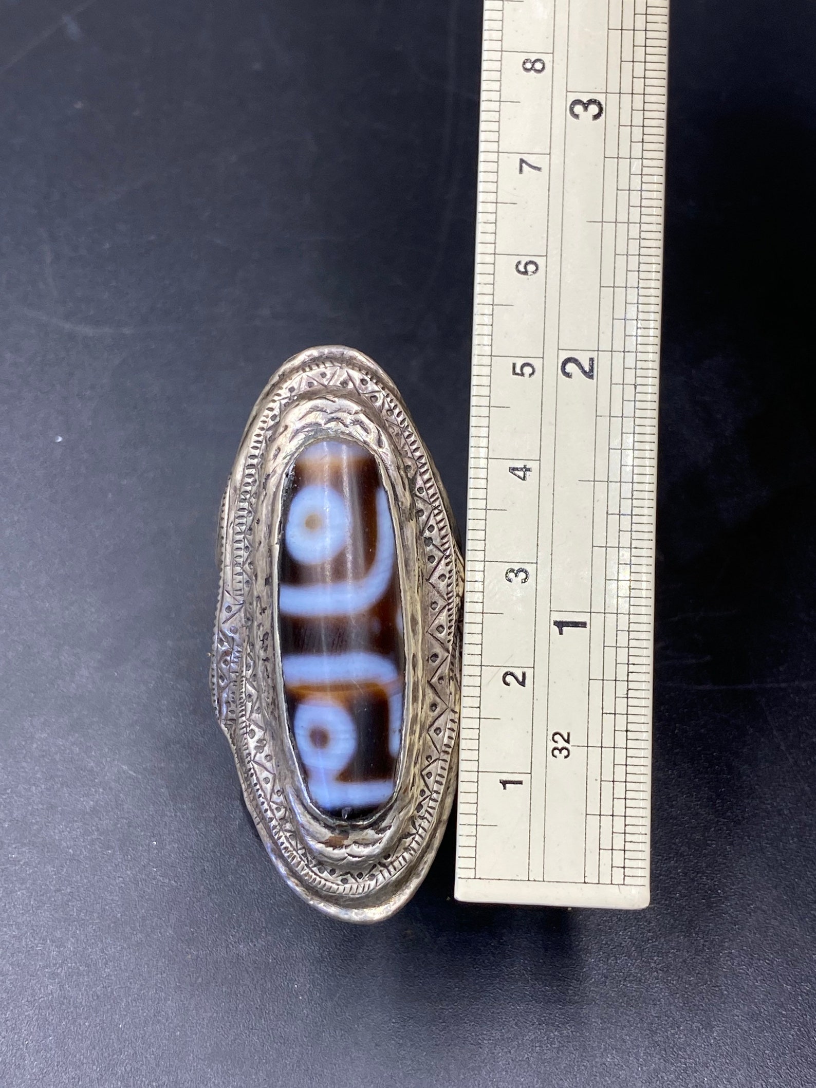 Unique Tibetan Dzi Ring Sterling Silver Natural Agate Tibetan | Etsy