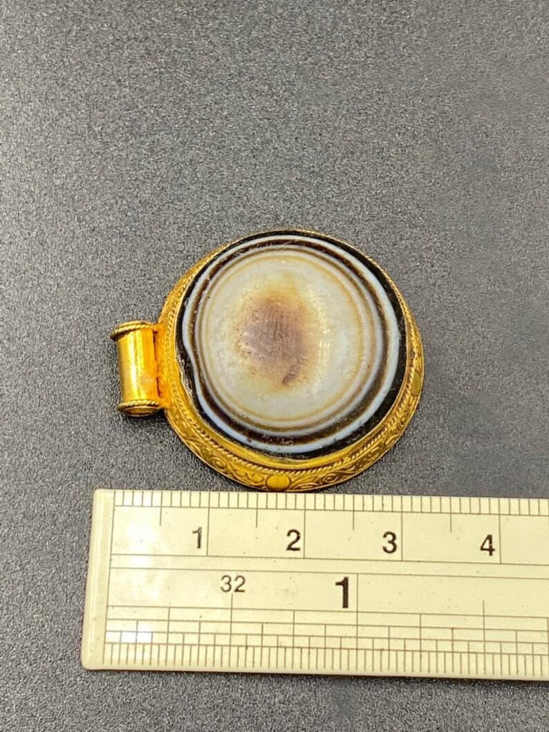 20 K Gold Ancient Roman Evil Eye Protector Agate Stone - Etsy