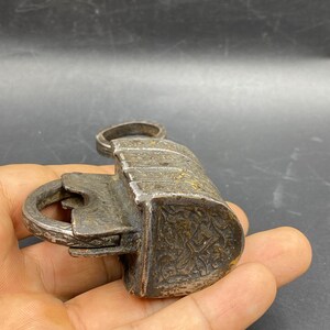Old Antique Collectible Lock With Islamic Silver Inscription Engraved ...