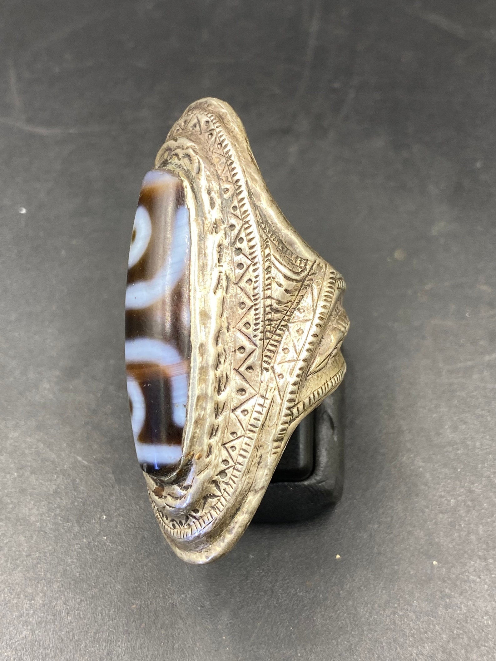 Unique Tibetan Dzi Ring Sterling Silver Natural Agate Tibetan | Etsy