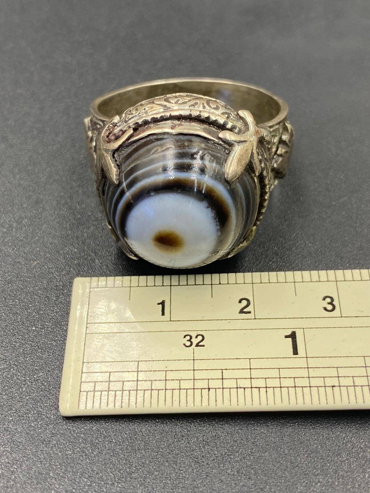 A Very Nice Vintage Evil Eye White Agate Handmade Sterling - Etsy