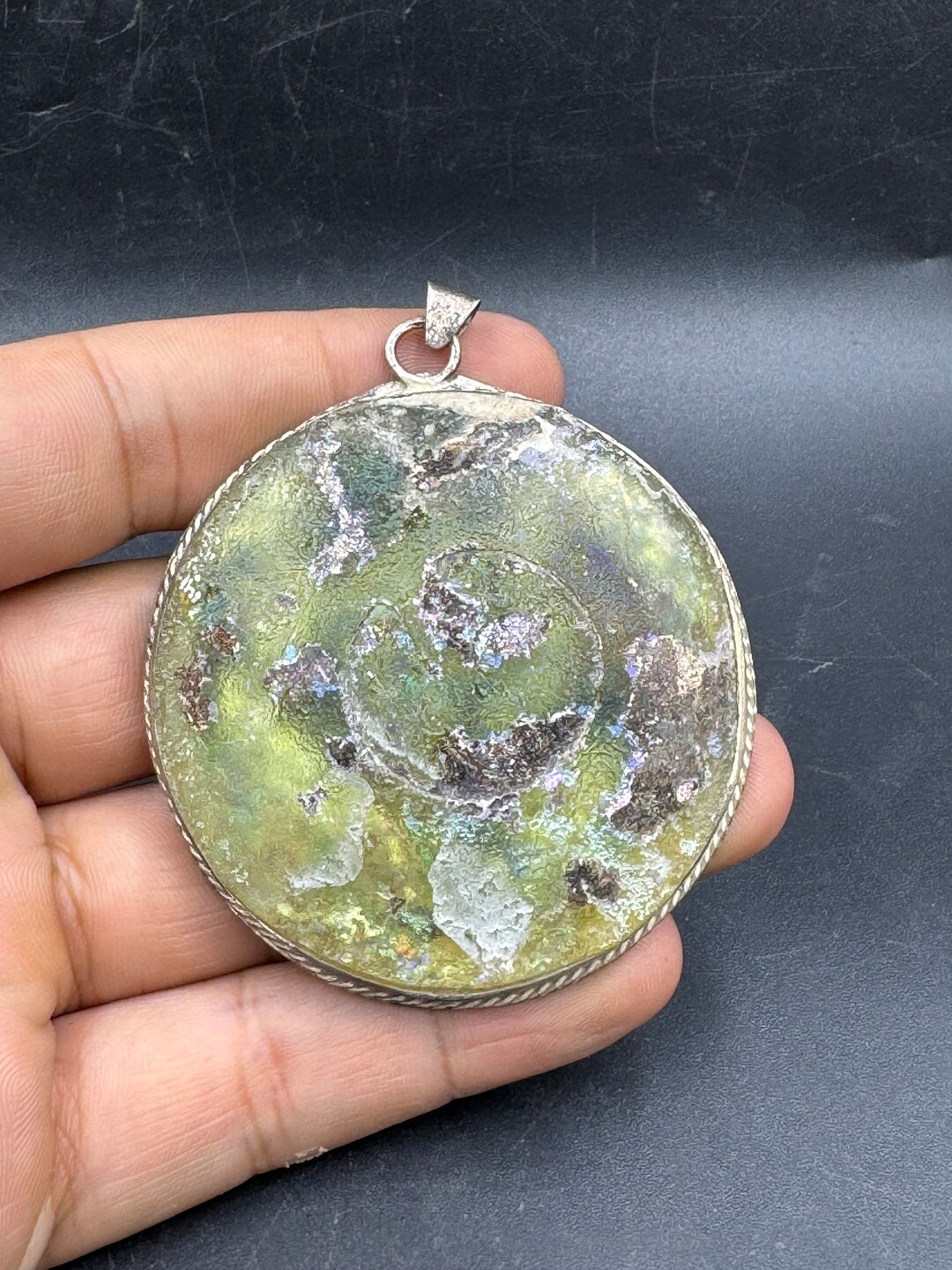 Ancient Roman Glass Pendent: 2000 Year Old Patina, Handmade Silver - Etsy