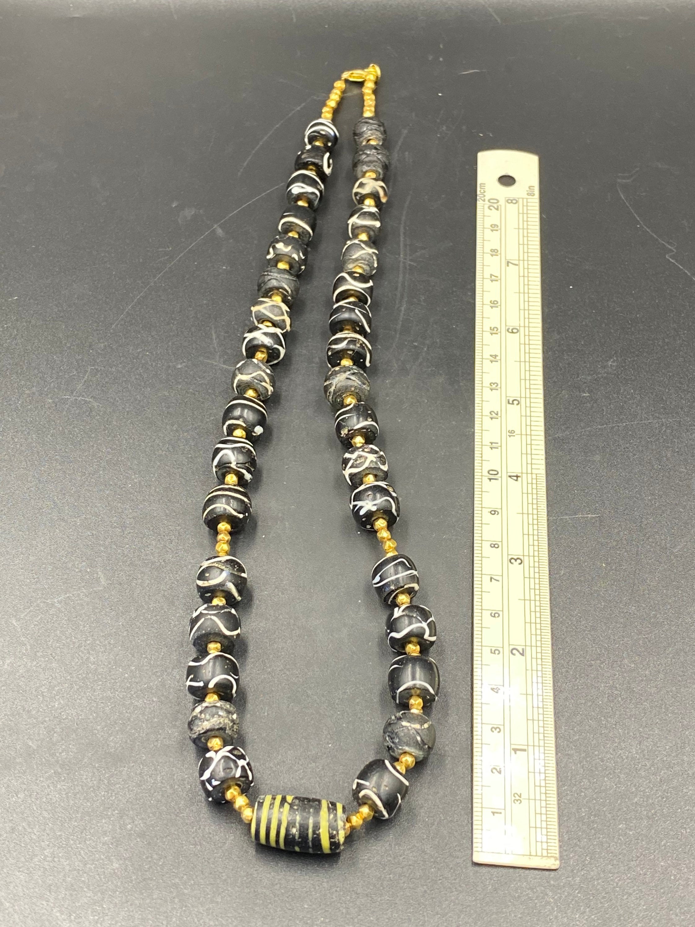 Ancient Old Roman Gabri Glass Beads Necklace With Small 18k | Etsy