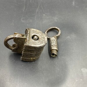 Old Antique Collectible Lock With Islamic Silver Inscription Engraved ...