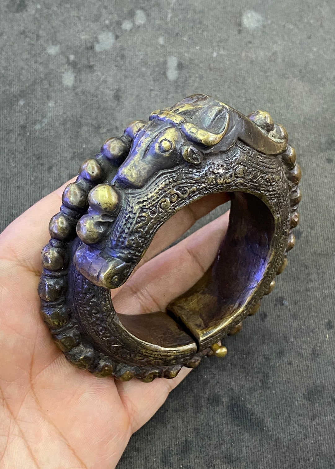 Antique Bronze Bangle: Collectible Bull Design - Etsy
