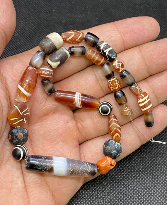 Very Unique Old Ancient Mixed Agate Beads Collectible Bead - Etsy