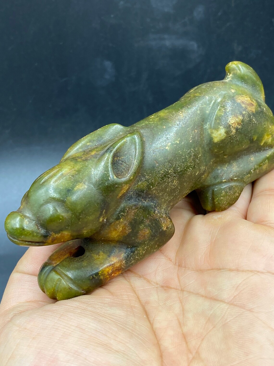 Antique Green Jade Pixiu Figurine: Burmese Stone Animal - Etsy