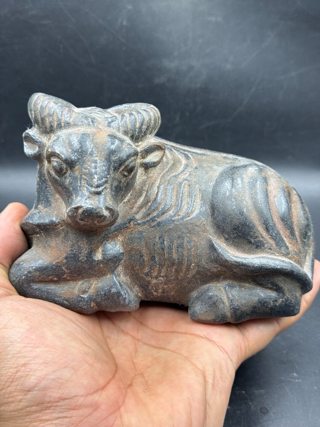 Wonderful Old Ancient Near Eastern Bull Carved Animal Black Stone ...