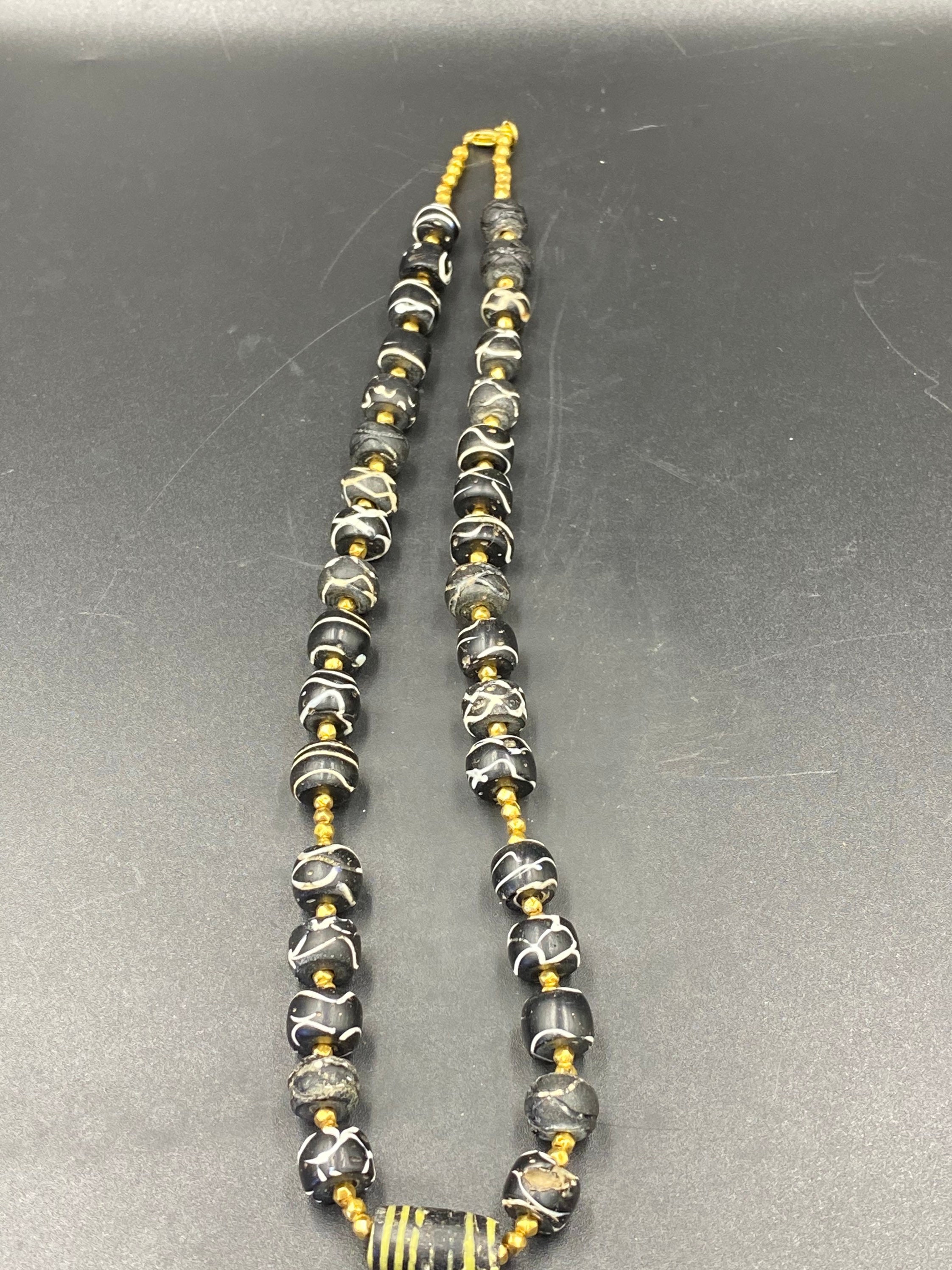 Ancient Old Roman Gabri Glass Beads Necklace With Small 18k | Etsy
