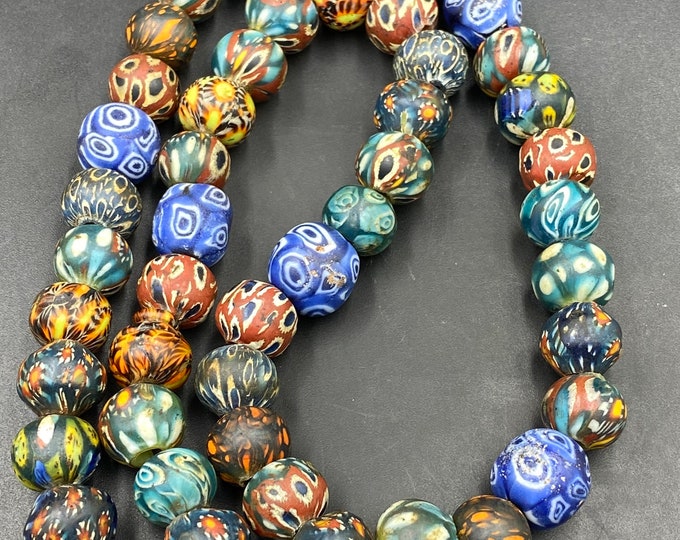 Wonderful Old Mixed Colour Mosaic Gabri Glass Bead Necklace Unique ...