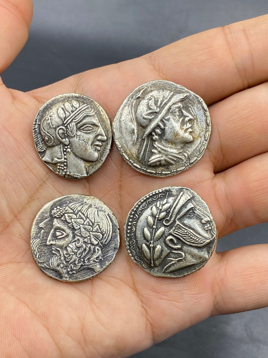 Rare Old Ancient Genuine Greek Silver Coins Collectible 4 Pcs - Etsy