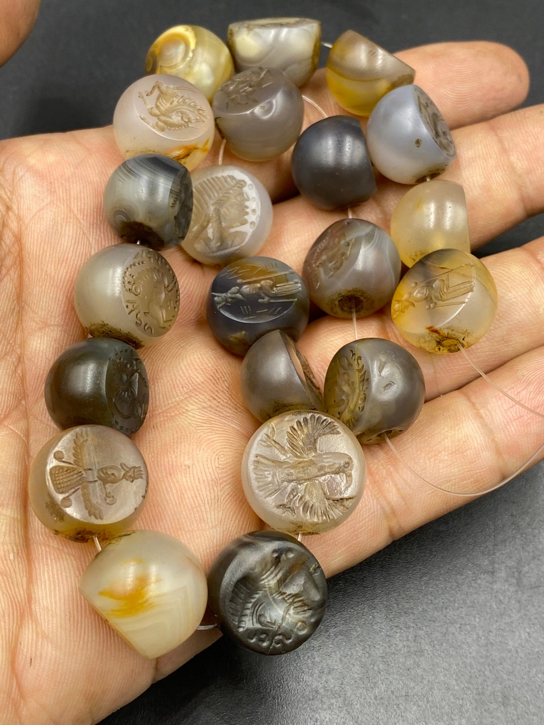 Very Old Stunning Ancient Suleimani Agate Seal Stamp Bead 21 Pcs ...