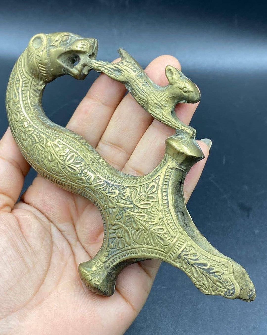 Beautifull Old Antique Tiger and Deer Figure Sword Handle in Brass - Etsy