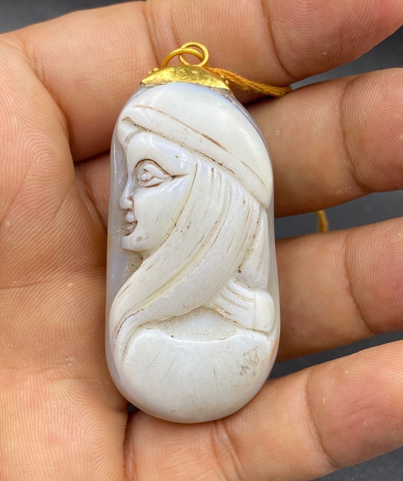 Rare!!! Old ancient Burmese pyu period white agate Bu… - Gem