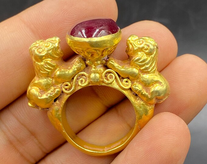 Wonderful Old Antique Beautiful Pyu Period Gold Ring With Red Ruby ...