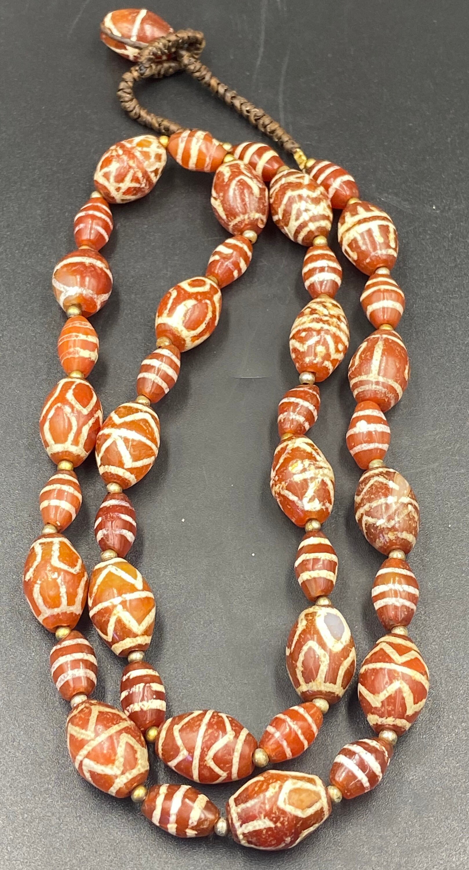 Antique Ancient Etched Carnelian Beads Necklace Beautiful - Etsy