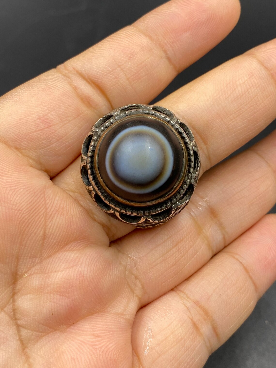 A Very Beautiful Evil Eye Agate Vintage Hand Made Sterling | Etsy