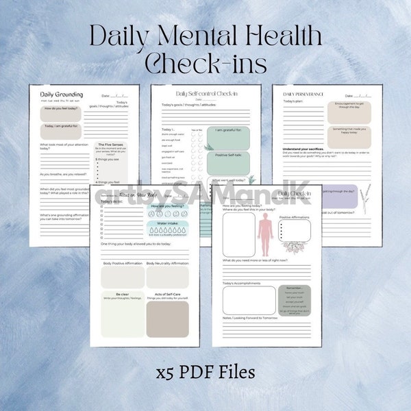 Mental Health Check in Worksheet - Etsy