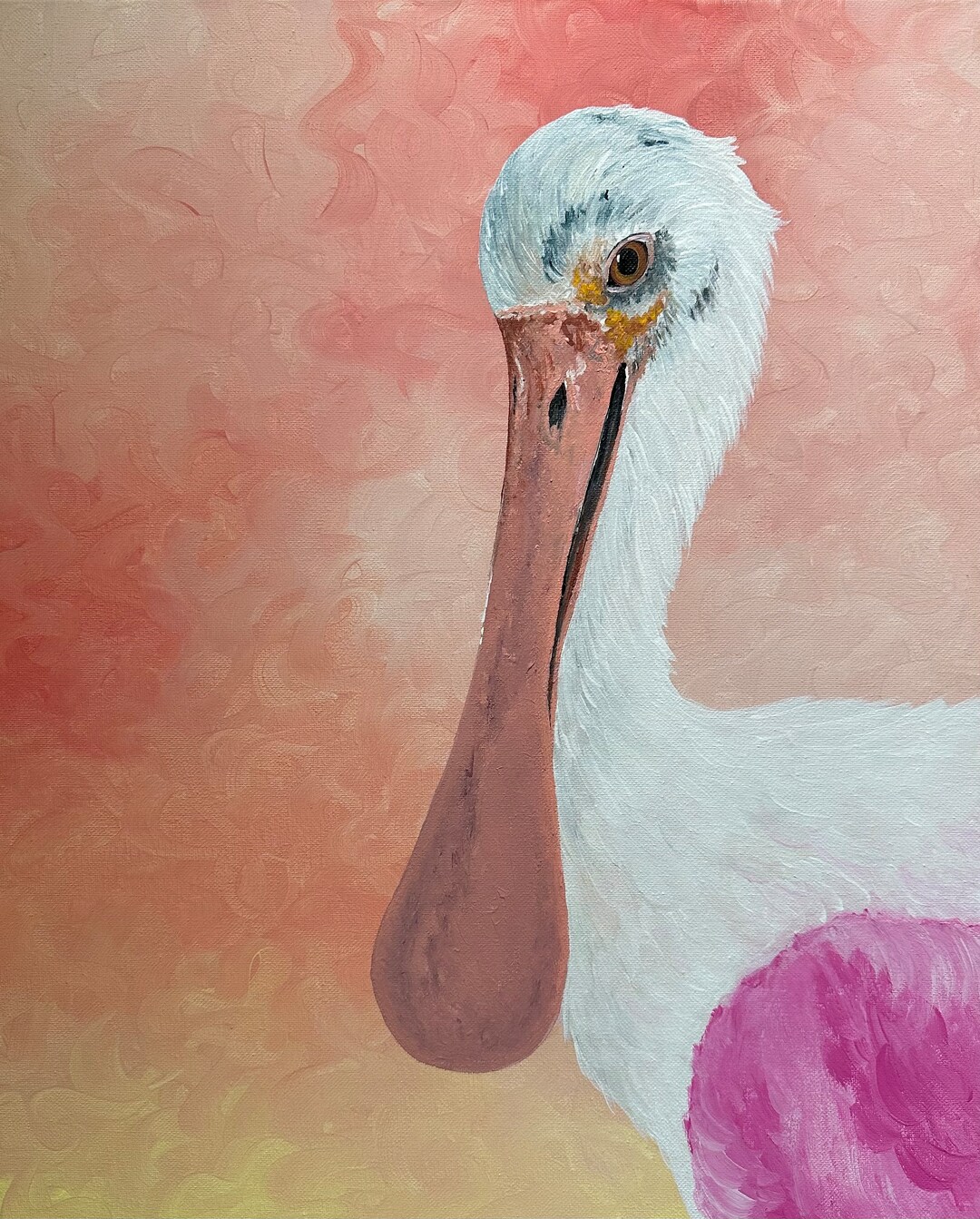 Roseate Spoonbill, Acrylic Bird Painting - Etsy