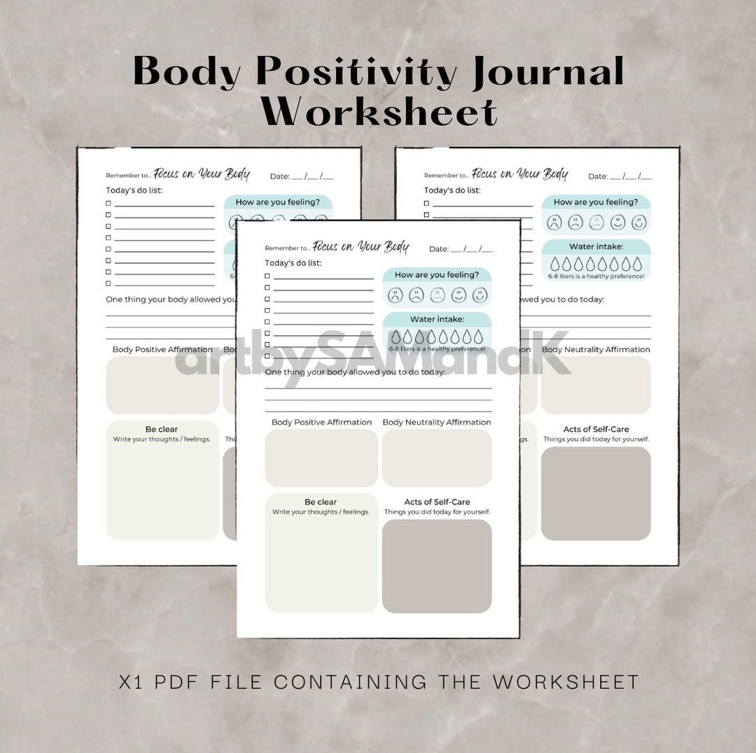 Body Positivity Journal Worksheet • Mental Health Journal • Journal ...