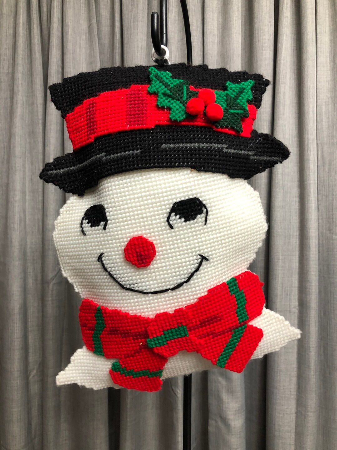Vintage Needlepoint Snowman - Etsy