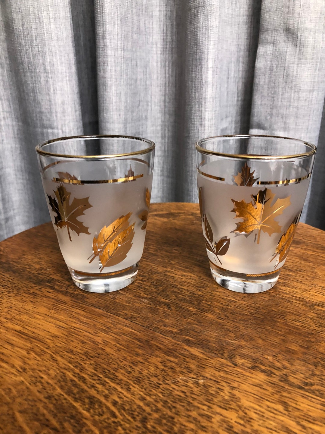 Gold Leaf Short Juice Glasses/set of 2 - Etsy