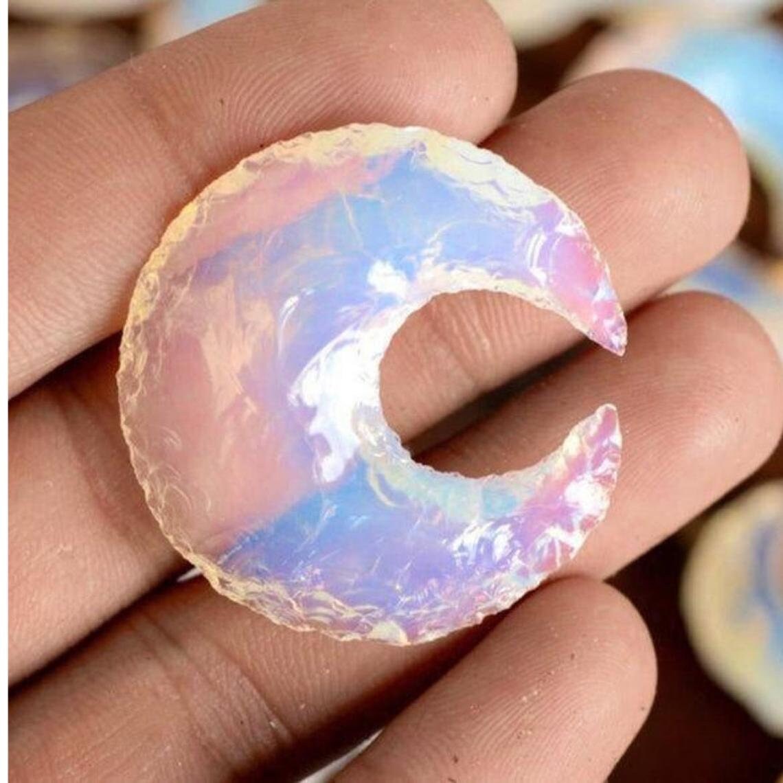 50 Pieces Opal Moonstone Opalite Moonstone Opal Crescent | Etsy