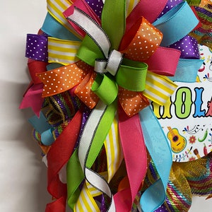 Hola Front Door Wreath, Vibrant Colored Wreath for Fiesta Fun; Cinco De ...