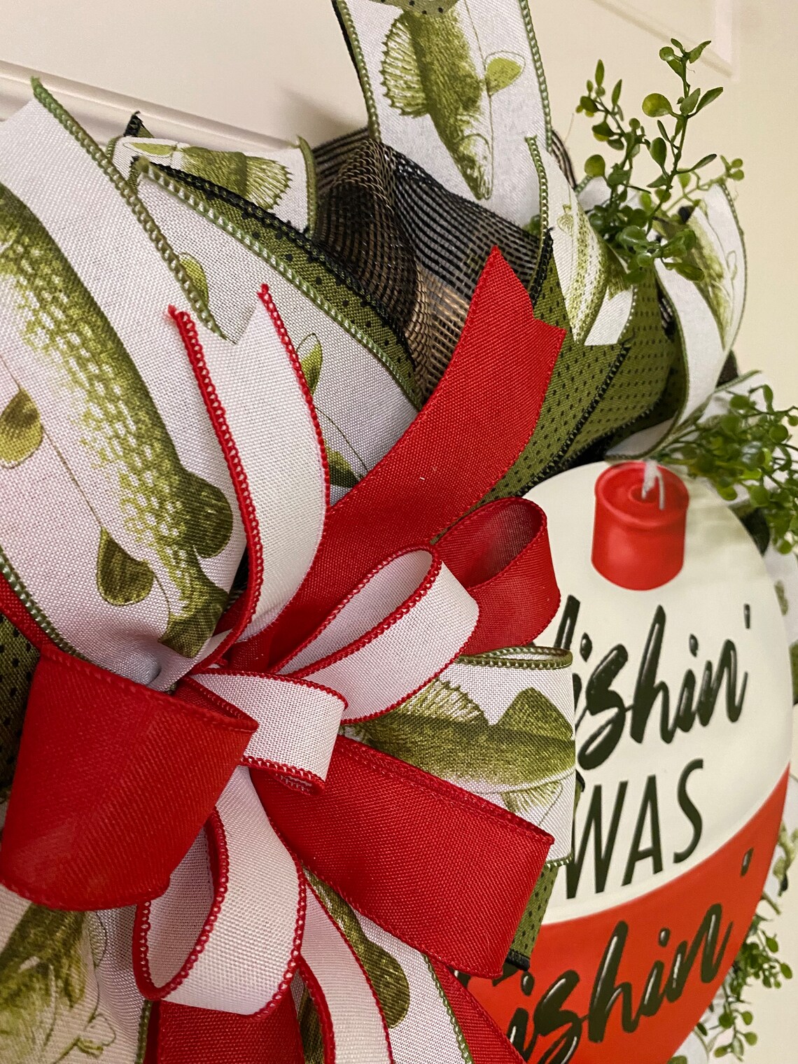 Fishing Lovers Door Decor-wishin’ I Was Fishing Wreath, Fishing Themed ...