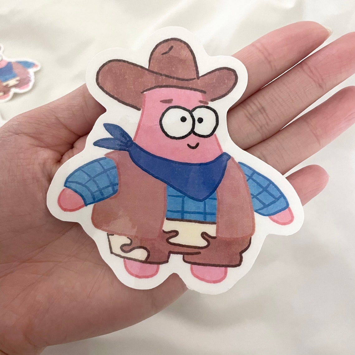 Cowboy Patrick Star Sticker Cute Spongebob Sticker Glossy | Etsy