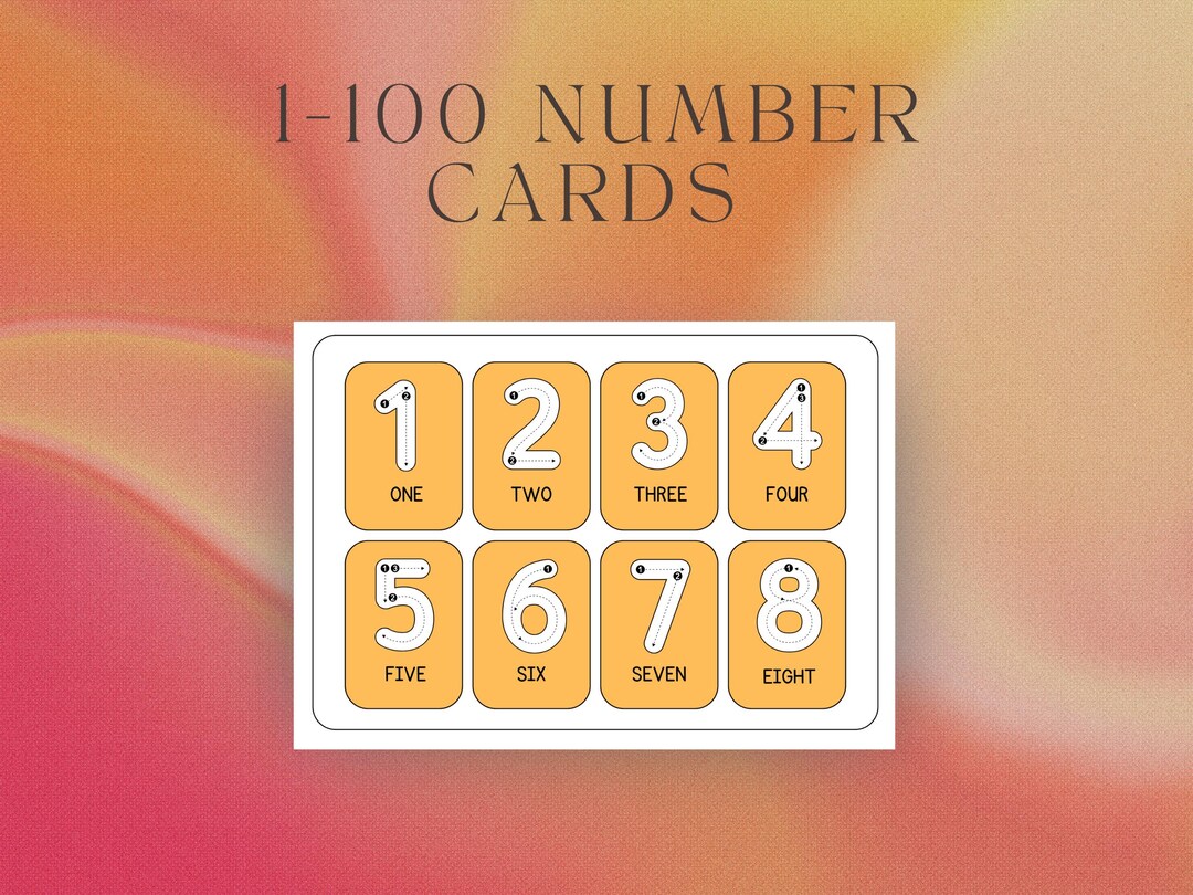 1-100 Number Cards - Digital Download, Printable Number Flash Cards for ...